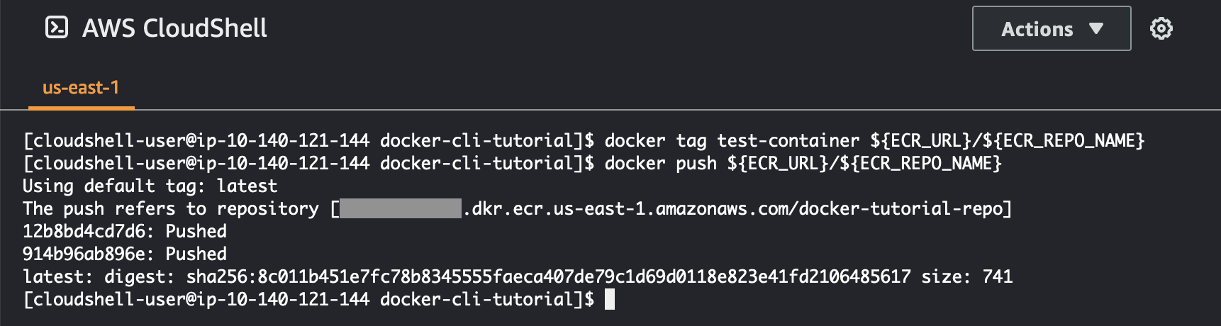 CloudShell 内で Docker コンテナを構築して Amazon ECR リポジトリにプッシュする - AWS CloudShell